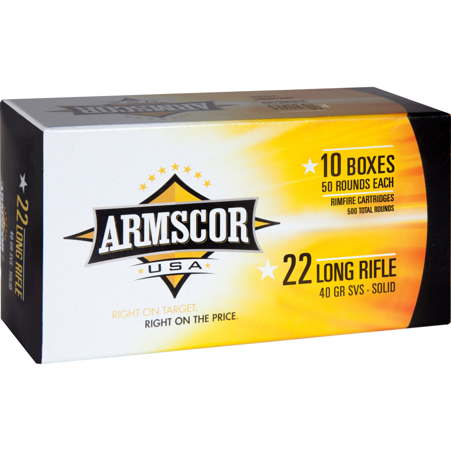 Armscor, Ammo, 22 LR, 40Gr, Solid Point, Standard Velocity, 50 Round ...