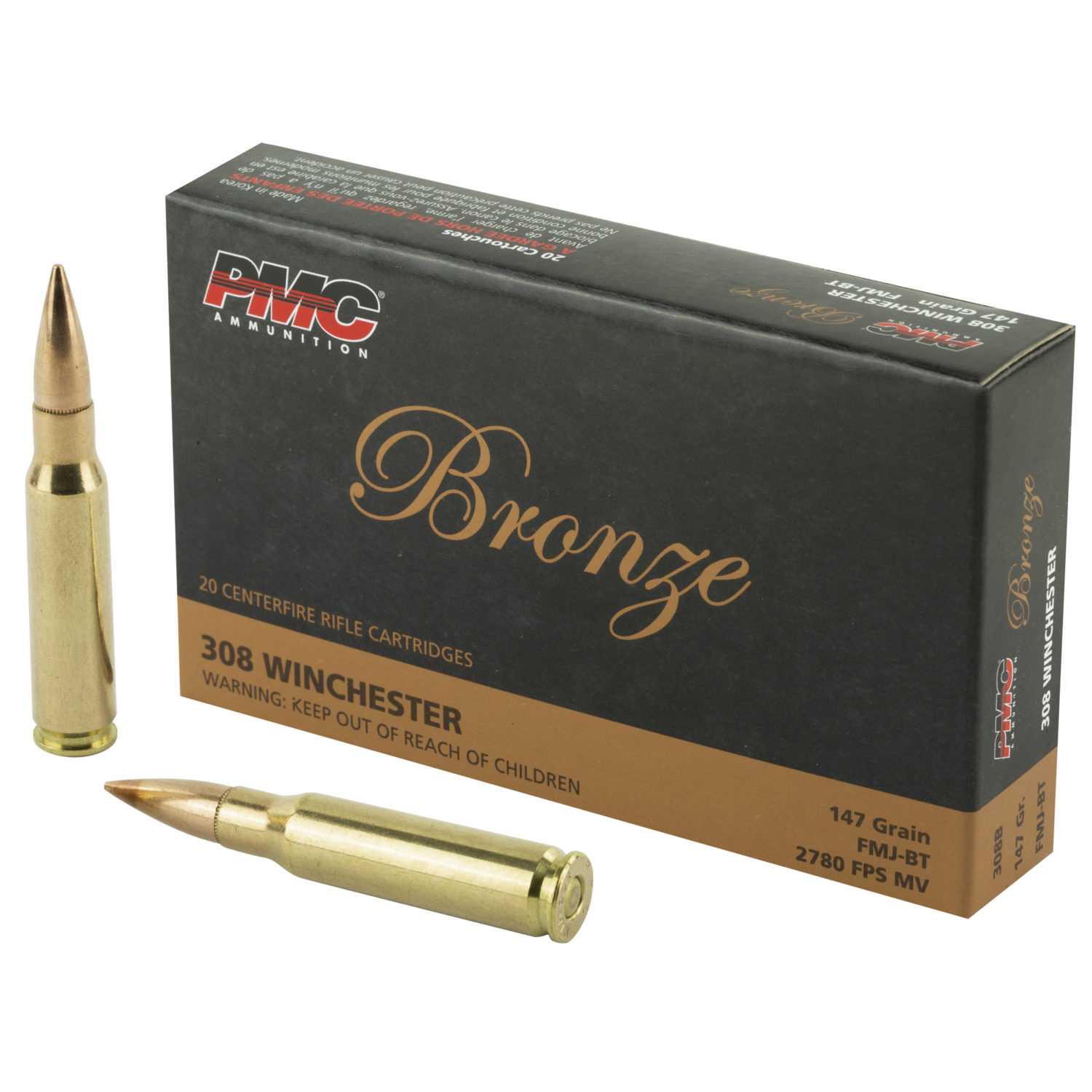 PMC, Bronze, 308 Winchester, 147 Grain, Full Metal Jacket, 20 Round Box ...