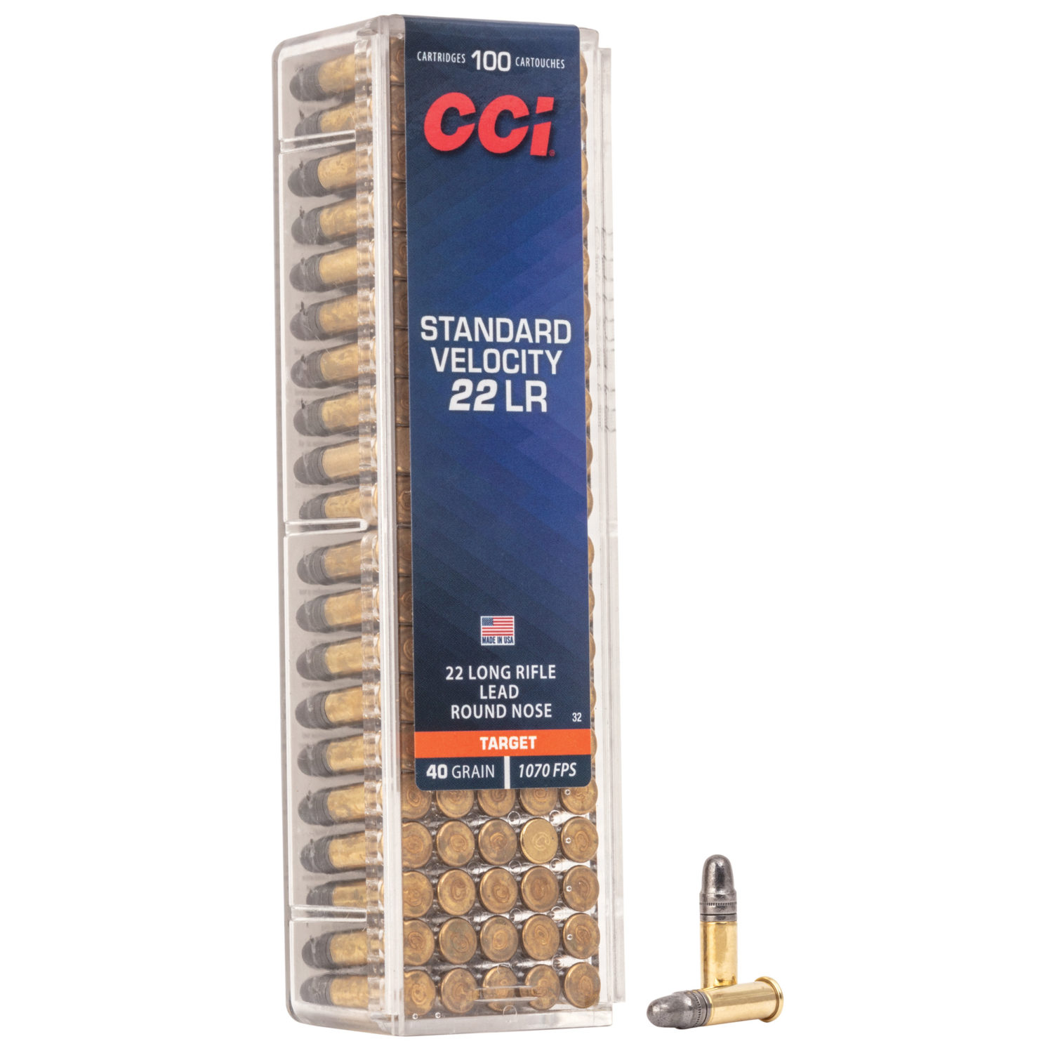 CCI, Standard Velocity, 22LR, 40 Grain, Lead Round Nose, 100 Round Box ...