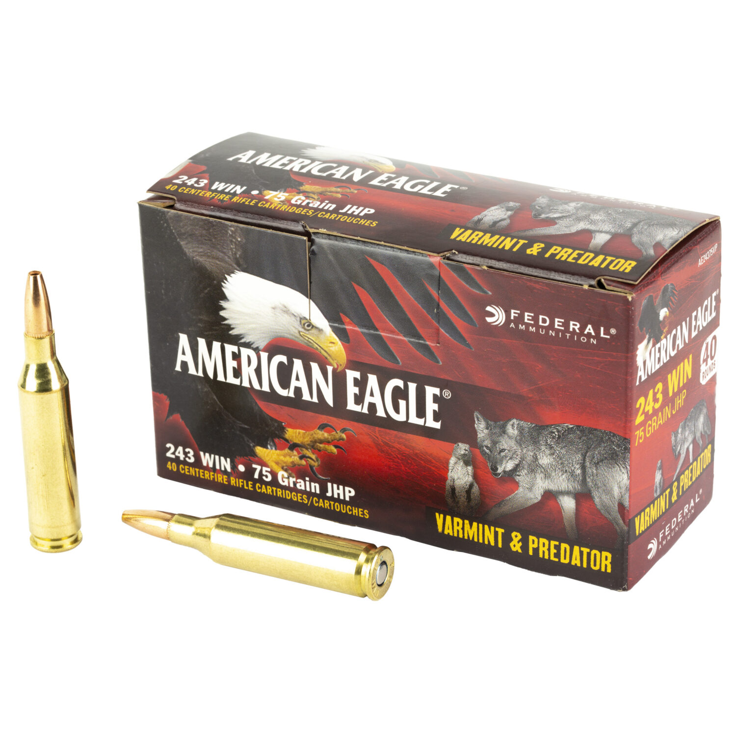 Federal American Eagle Varmint & Predator 243 Win 75 Grain Jacketed ...