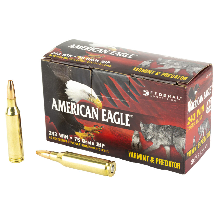 Federal American Eagle Varmint & Predator 243 Win 75 Grain Jacketed ...