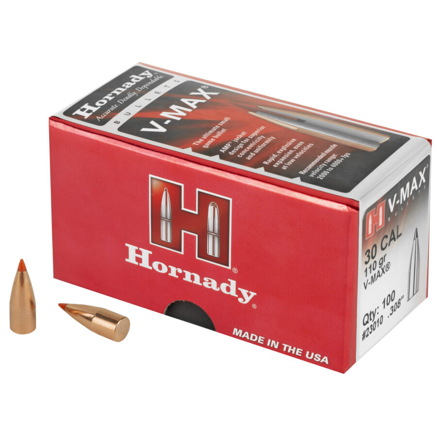 Hornady, V-Max, .308 Diameter, 30 Caliber, 110 Grain, Ballistic Tip ...