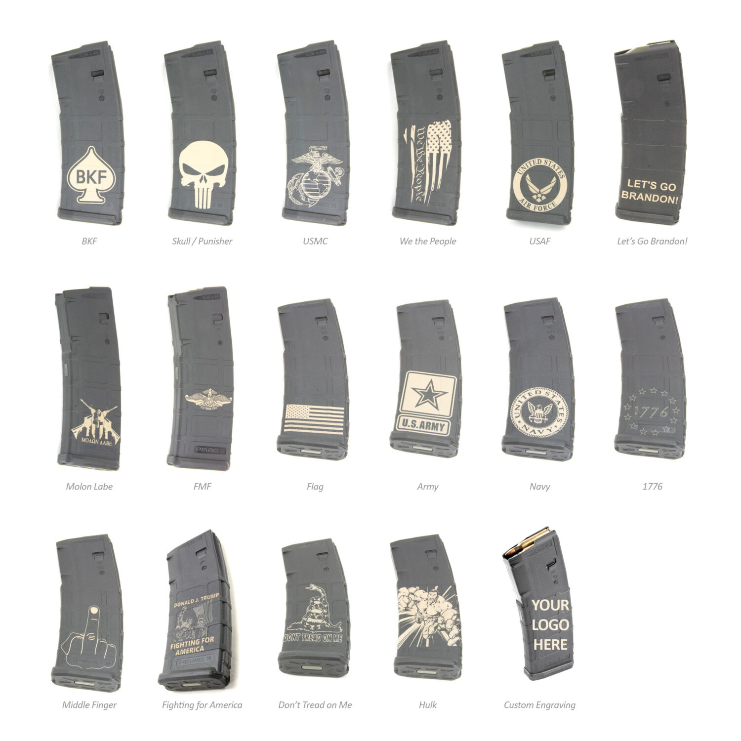 Magpul Pmag Moe 5.56 30rd - Laser Engraved Magpul Pmag Moe 5.56 30rd ...